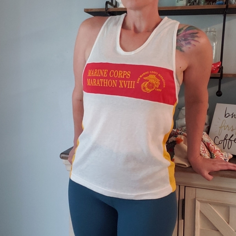 Vintage 1993 Usmc Marathon Racer Tank - Gem